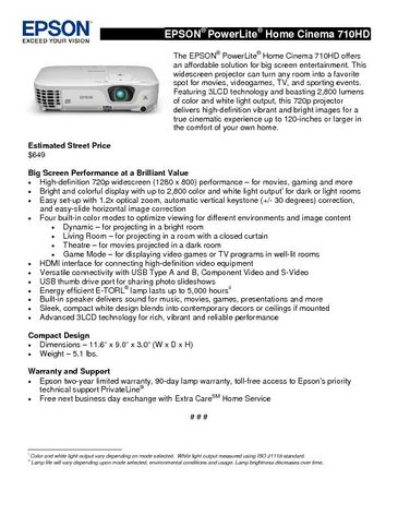 lcd projector screen specifications