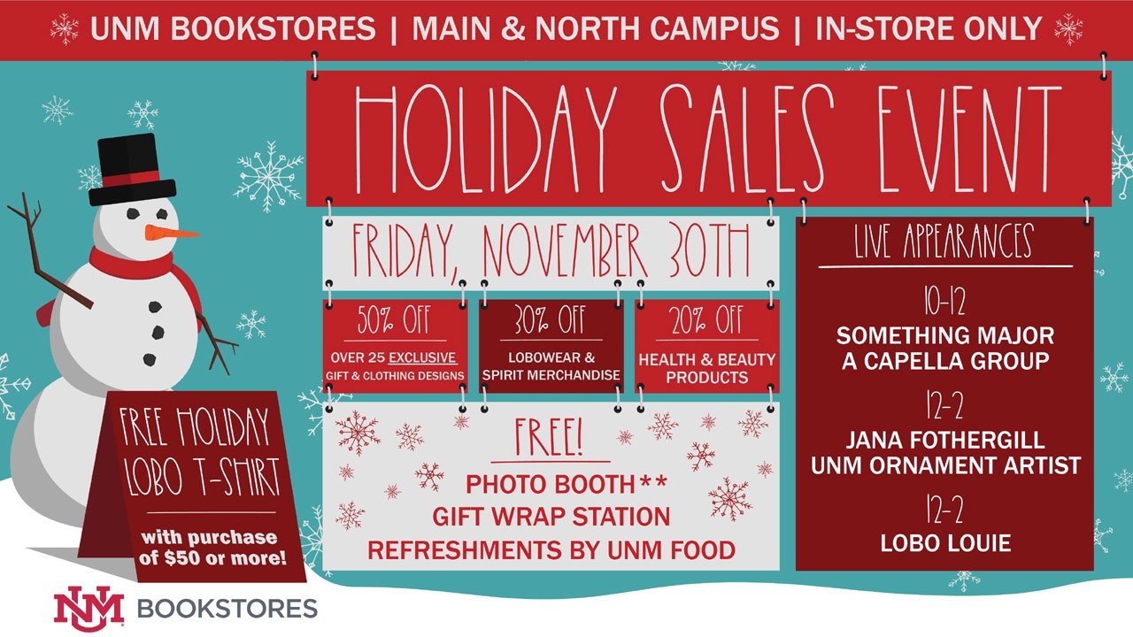 UNM Bookstores host annual holiday sales event Nov. 30 | UNM UCAM Newsroom