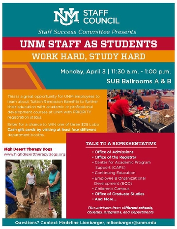 Staff as Students Spring event set for April 3 | UNM UCAM Newsroom