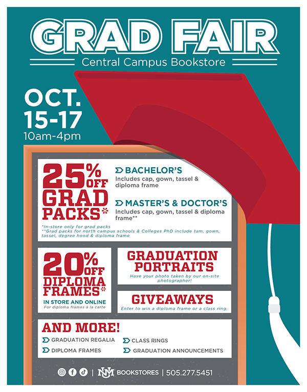 UNM Central Campus Bookstore hosts Fall Grad Fair Oct. 15–17 | UNM UCAM ...
