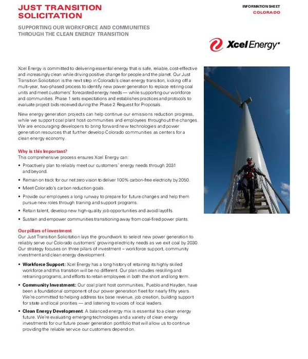 Fact Sheets | Xcel Energy Newsroom