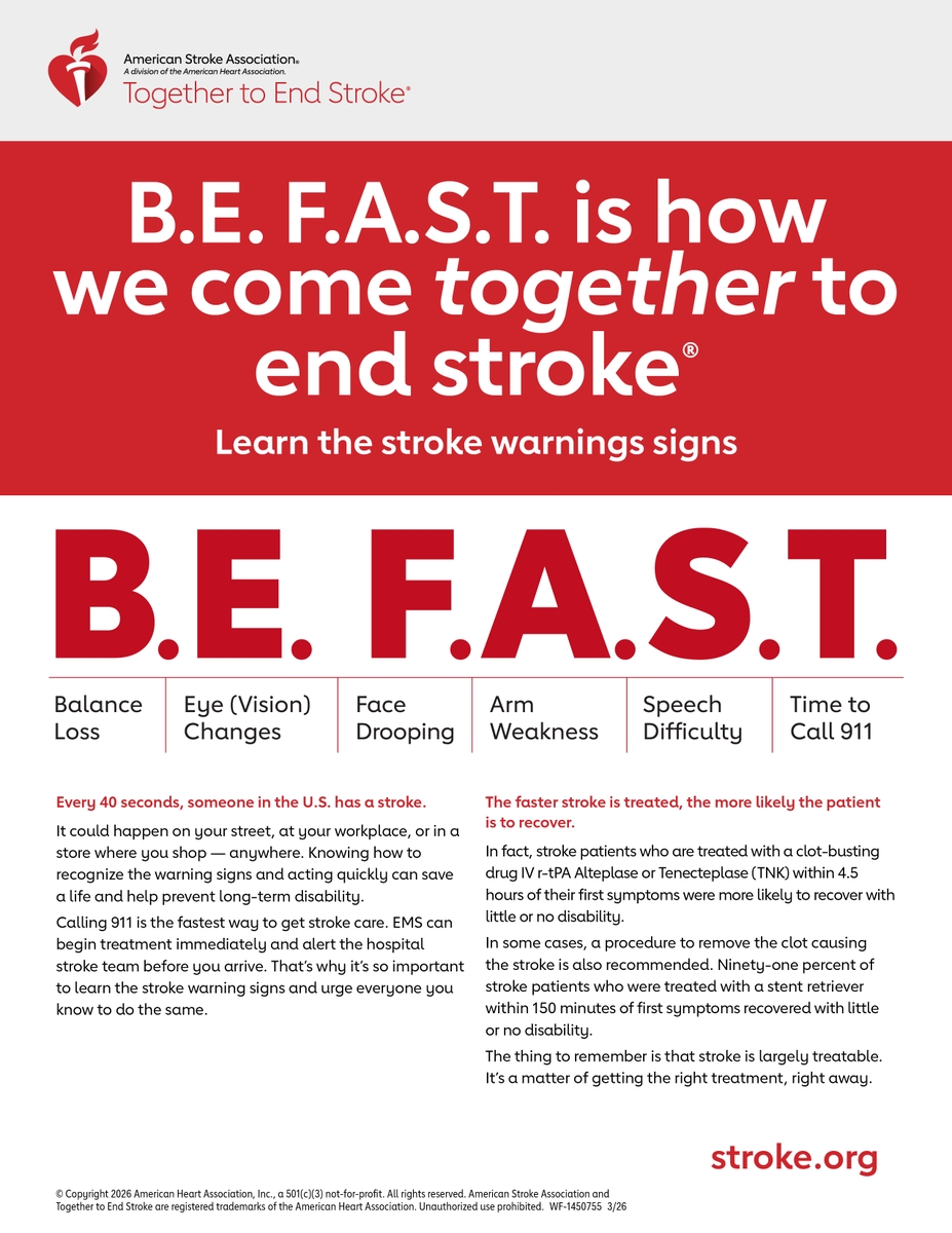 Recognizing stroke symptoms early can save lives | American Heart ...